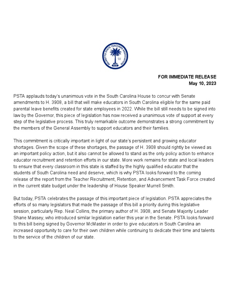 Statement On Passage of H. 3908, 5-10-2023 | PDF Statement On Passage of H. 3908, 5-10-2023 | PDF