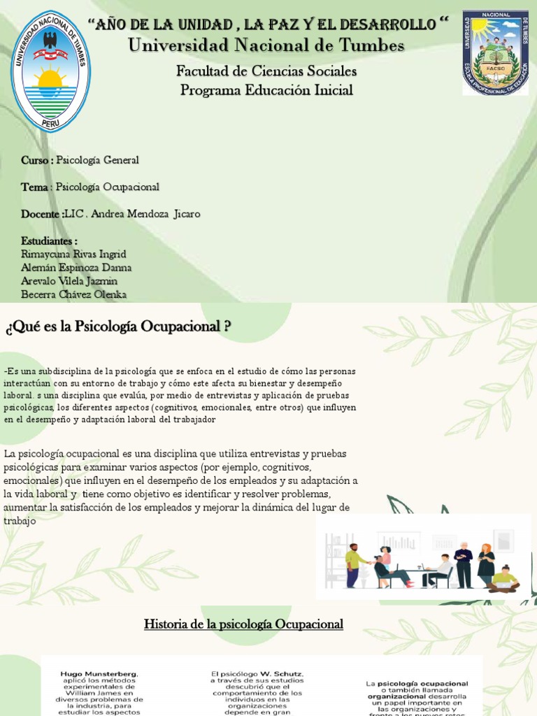 Psicología Ocupacional: Bienestar Laboral | PDF | Sicología | Cognición