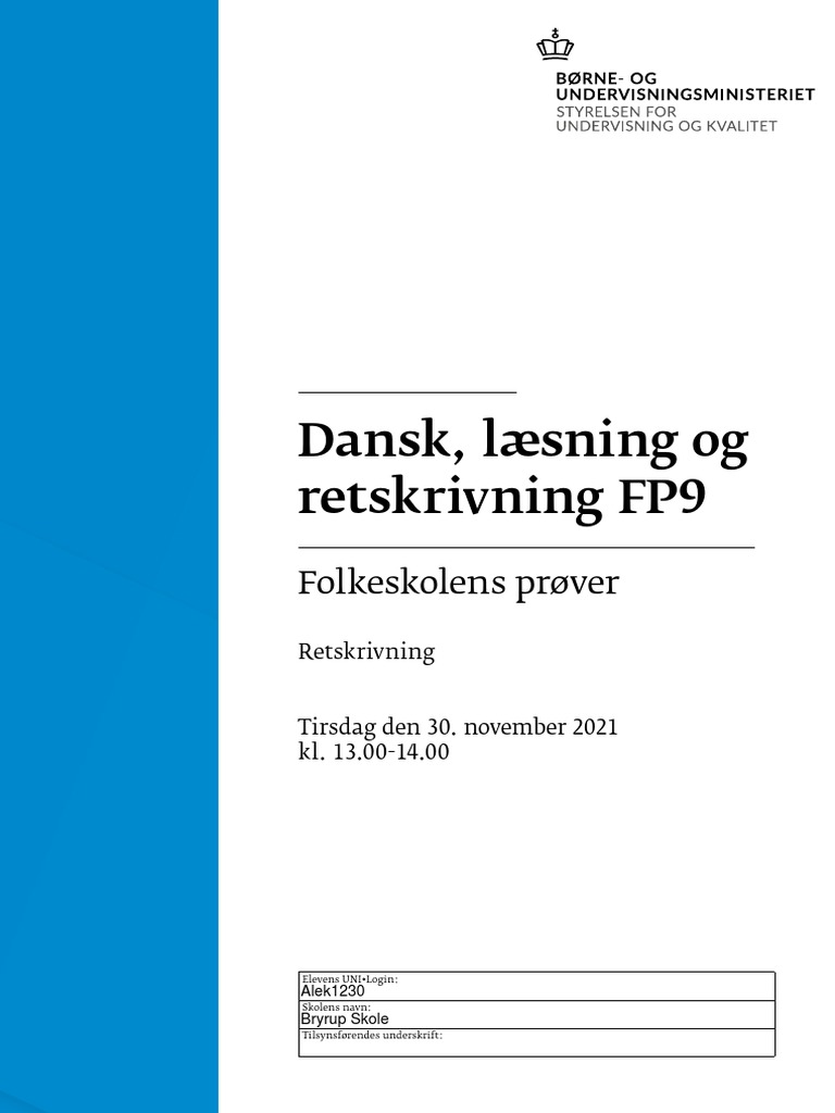 FP9 Dansk Retskrivning - Opgaver December 2021 | PDF
