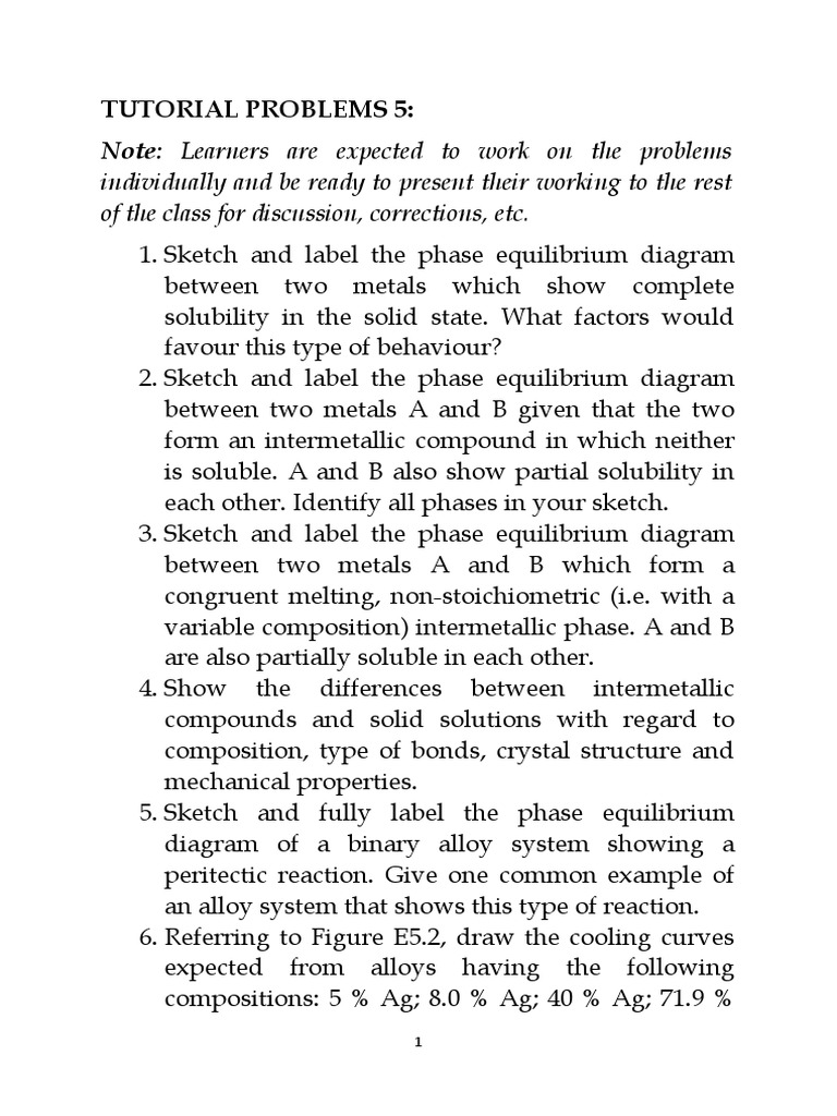 Tutorial Problems 5 | PDF | Phase (Matter) | Tin