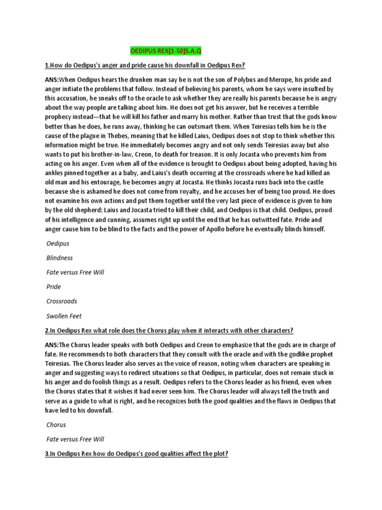 (NOTES) Oedipus Rex (1-50) | PDF | Sophocles