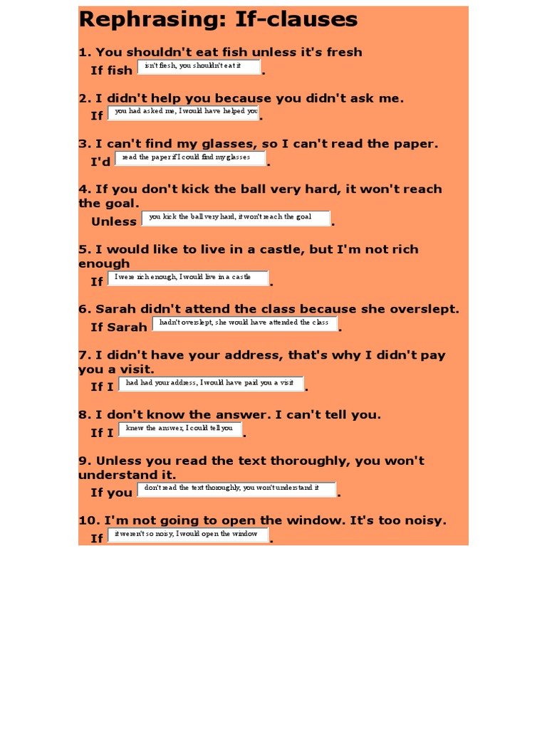 Rephrasing If-Clauses Guide | PDF | Language Arts & Discipline