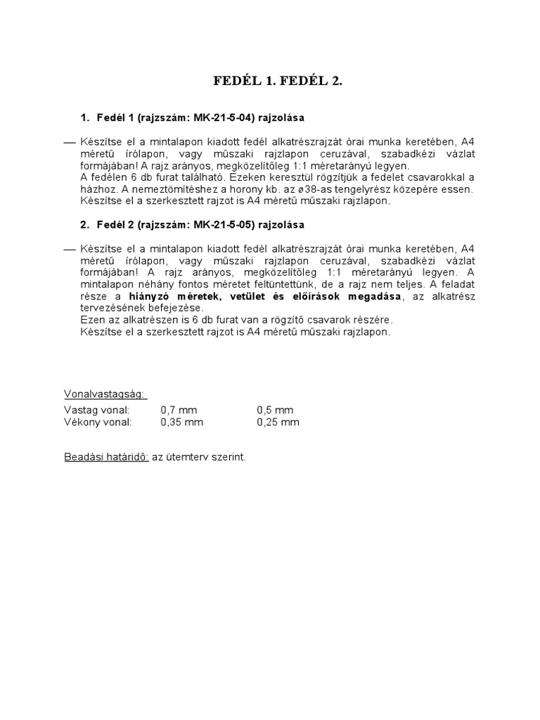 Fedél 1. Fedél 2. | PDF