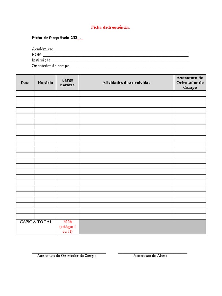 Ficha de Frequência UDF | PDF