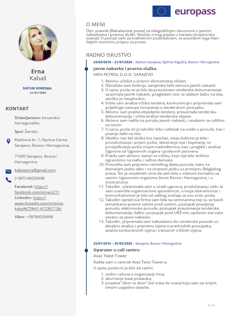 CV - Erna Kabaš 25 12 20 PDF | PDF