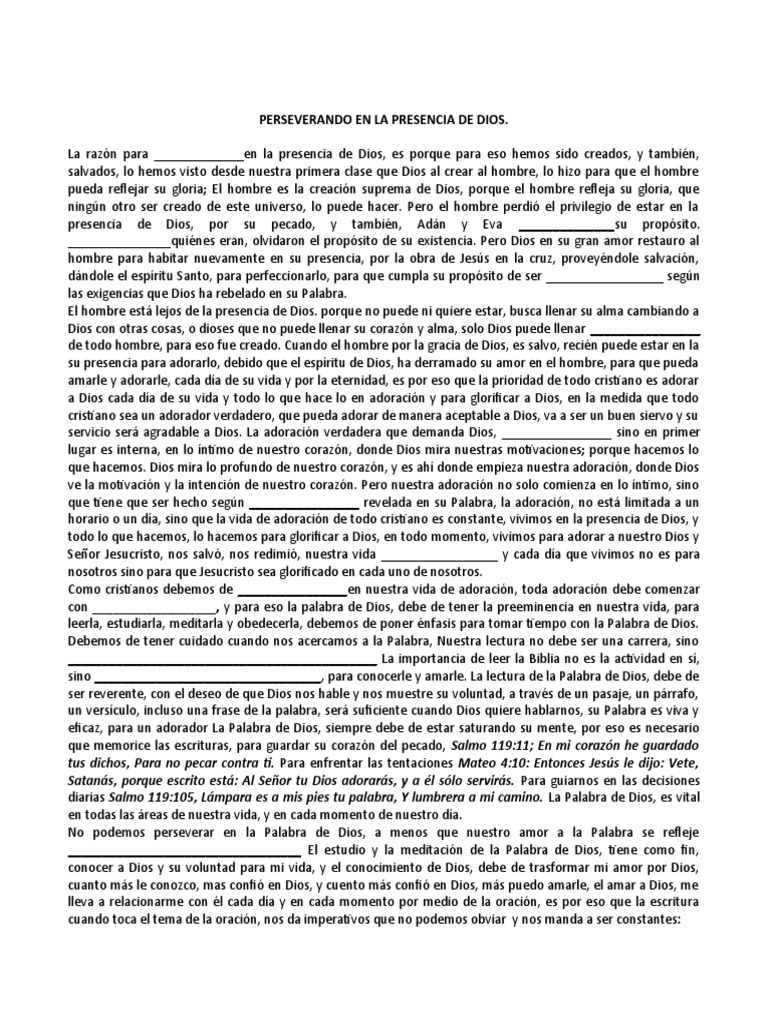 Perseverando en La Presencia de Dios Alumno | PDF | orador del Señor ...