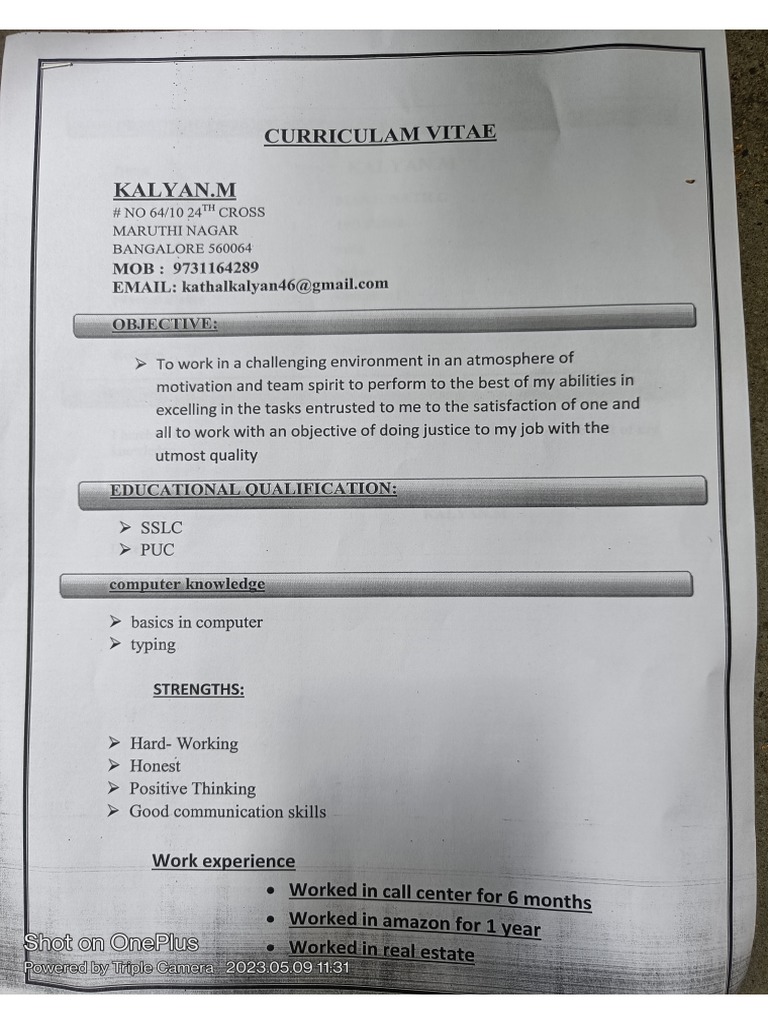 kalyan m resume | PDF