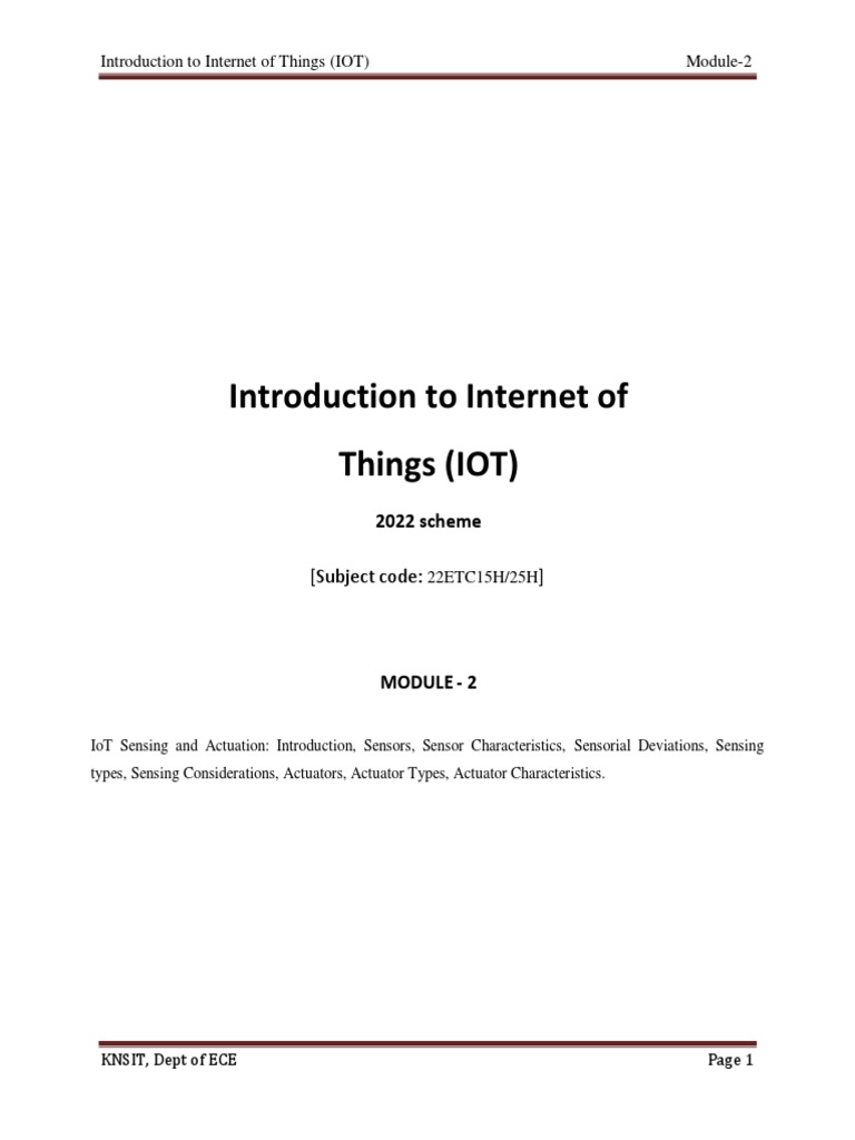 M-2 (IoT) 1st Sem | PDF | Actuator | Sensor