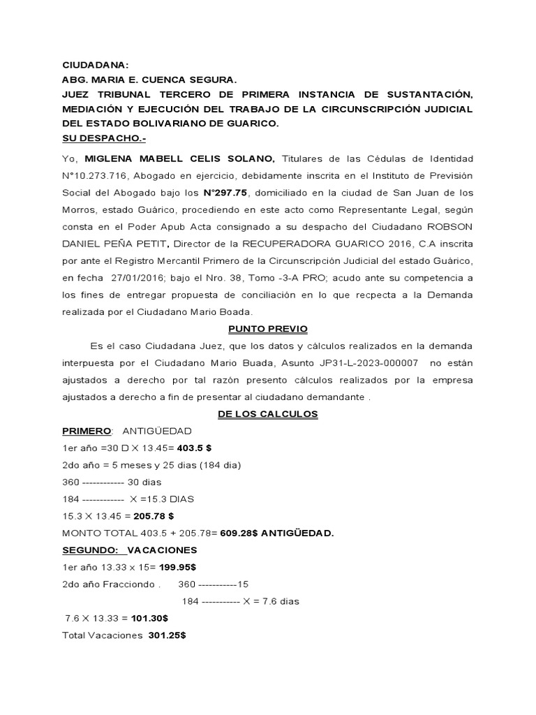 Propuesta Pago JP31-L-2023-000007 Mario Boada | PDF
