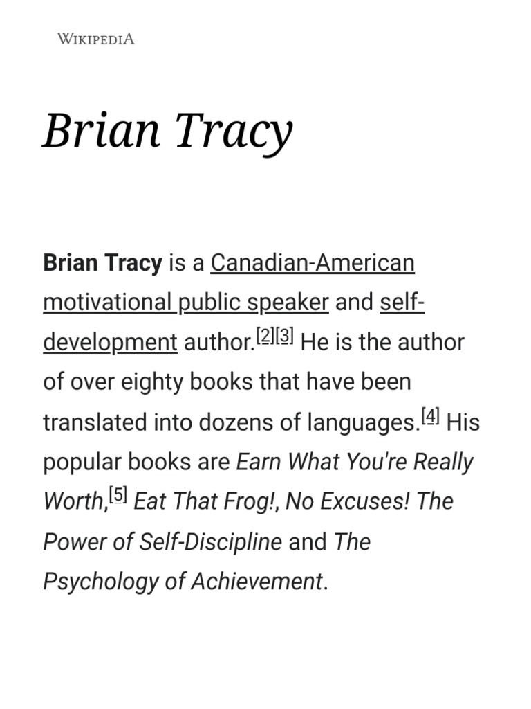 Brian Tracy - Wikipedia PDF | PDF