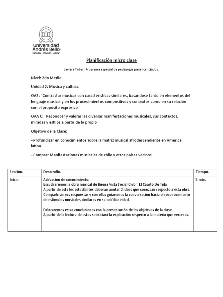 Planificación Micro Clase | PDF | Chile