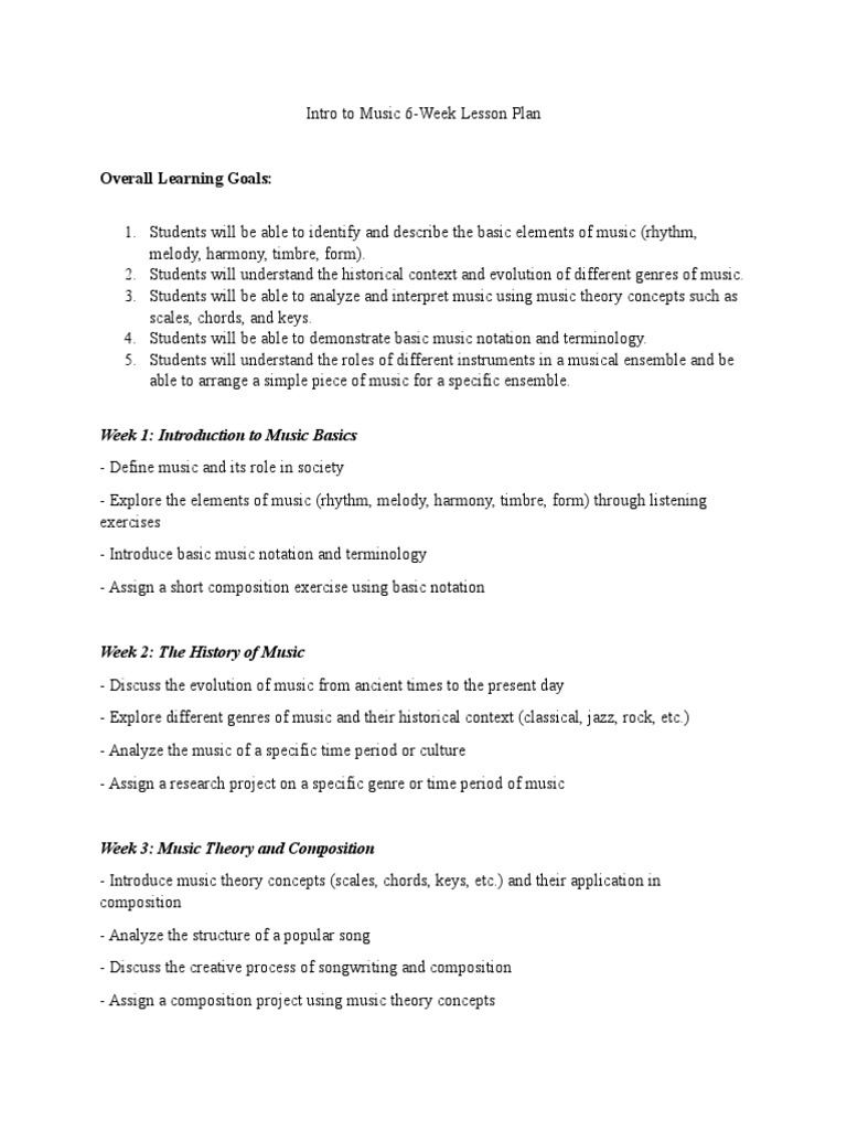 Music Lesson Plan | PDF | Musical Compositions | Music Theory