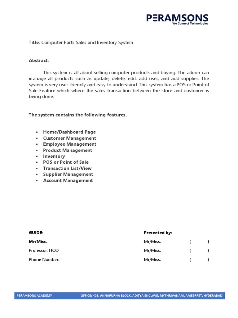 Computer Parts Sales and Inventory System | PDF Computer Parts Sales and Inventory System | PDF