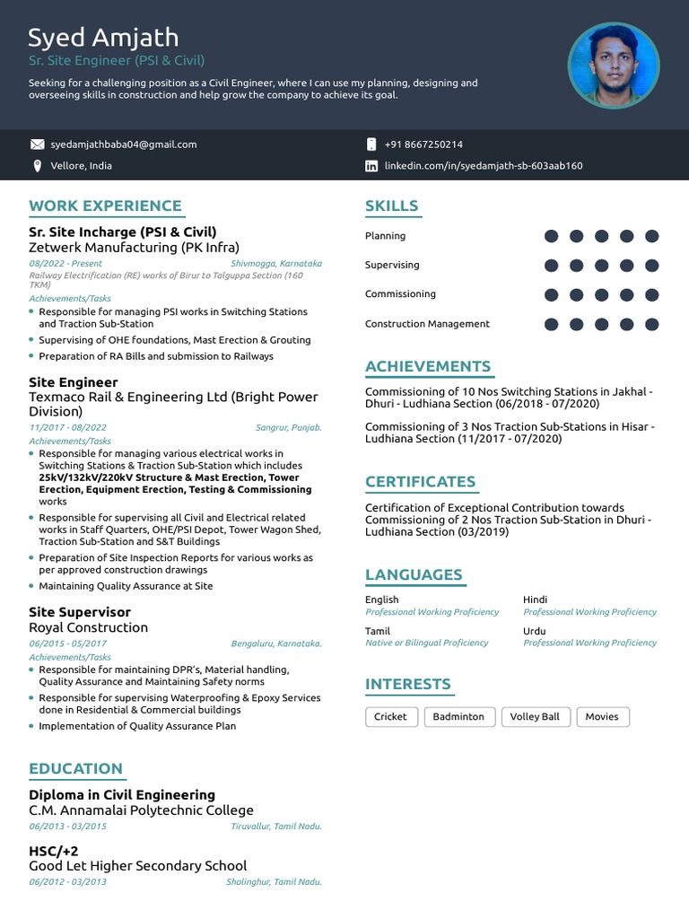 Syed's Resume | PDF | Tamil Nadu