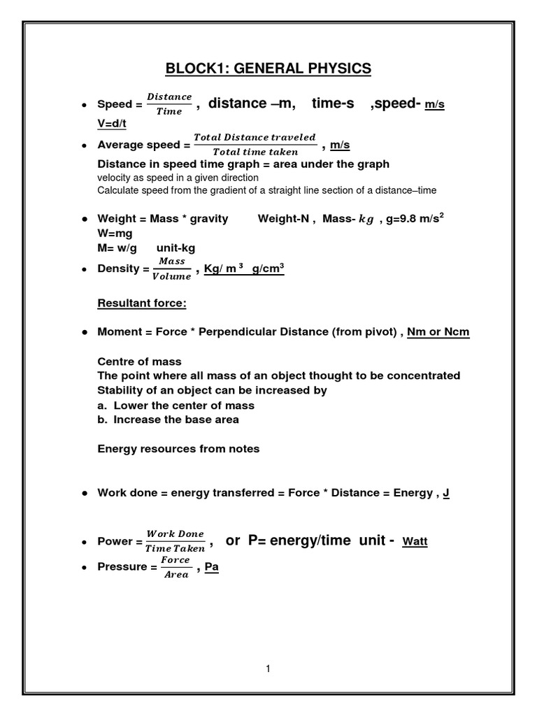 IGCSE Physics Formulae - Core | PDF | Neutron | Light