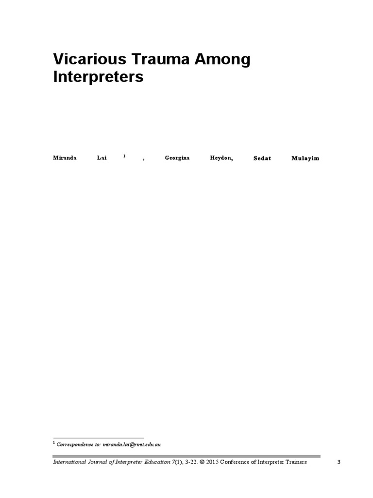 2015 - Lai Heydon and Mulayim - Vicarious Trauma | PDF | Psychological ...