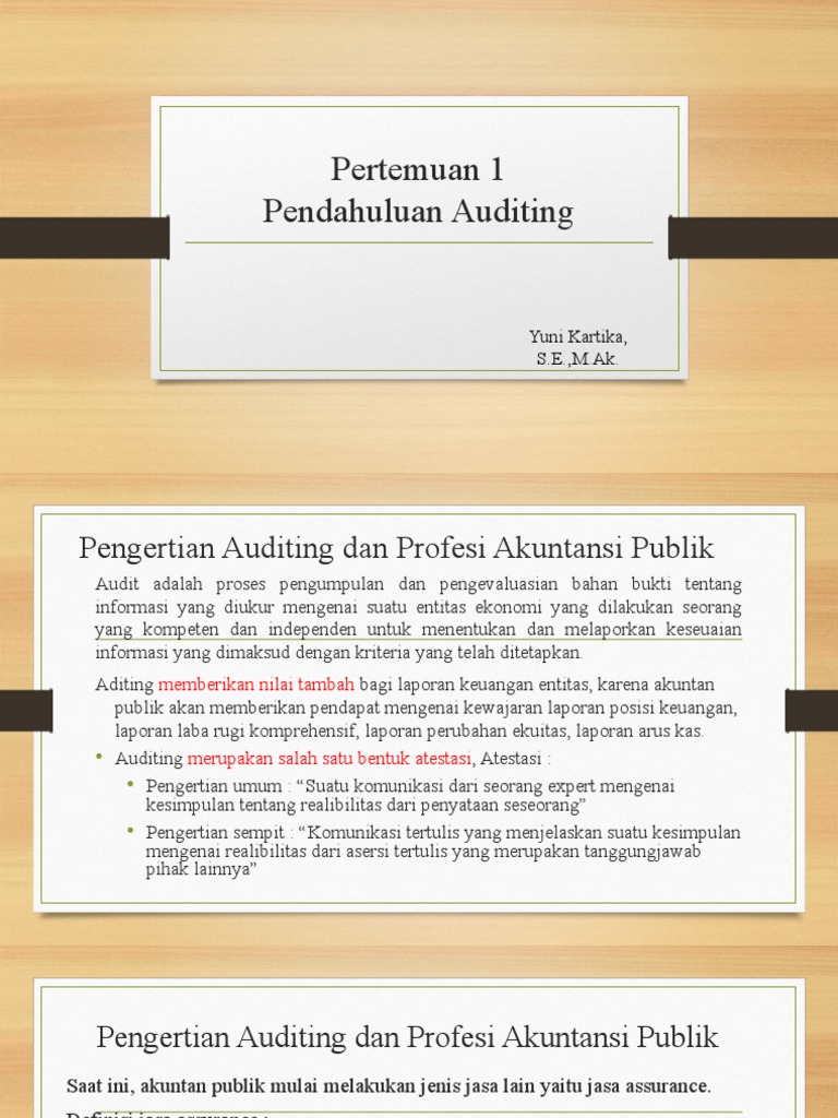 Pertemuan 1 Pendahuluan Auditing - Auditing 1 - 6 Maret 2023 | PDF ...