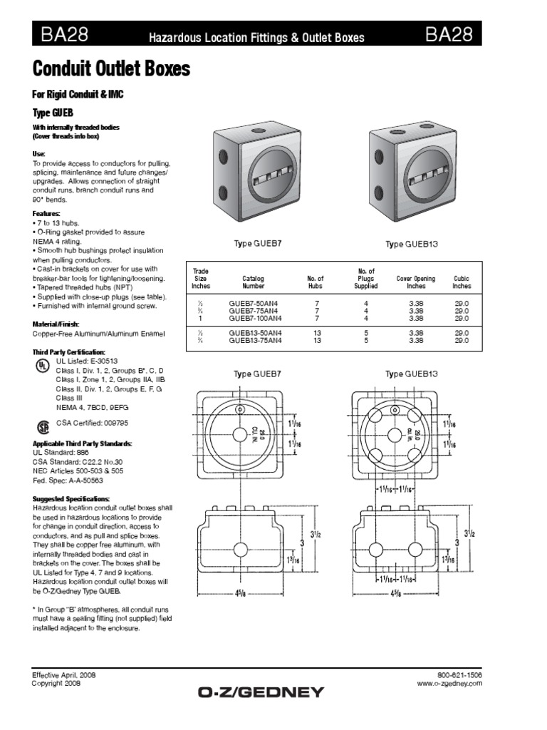 APPLETON GUEB Conduit Outlet Box | PDF | Building Materials ...