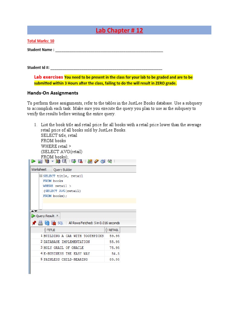 Lab Chapter # 12 | PDF