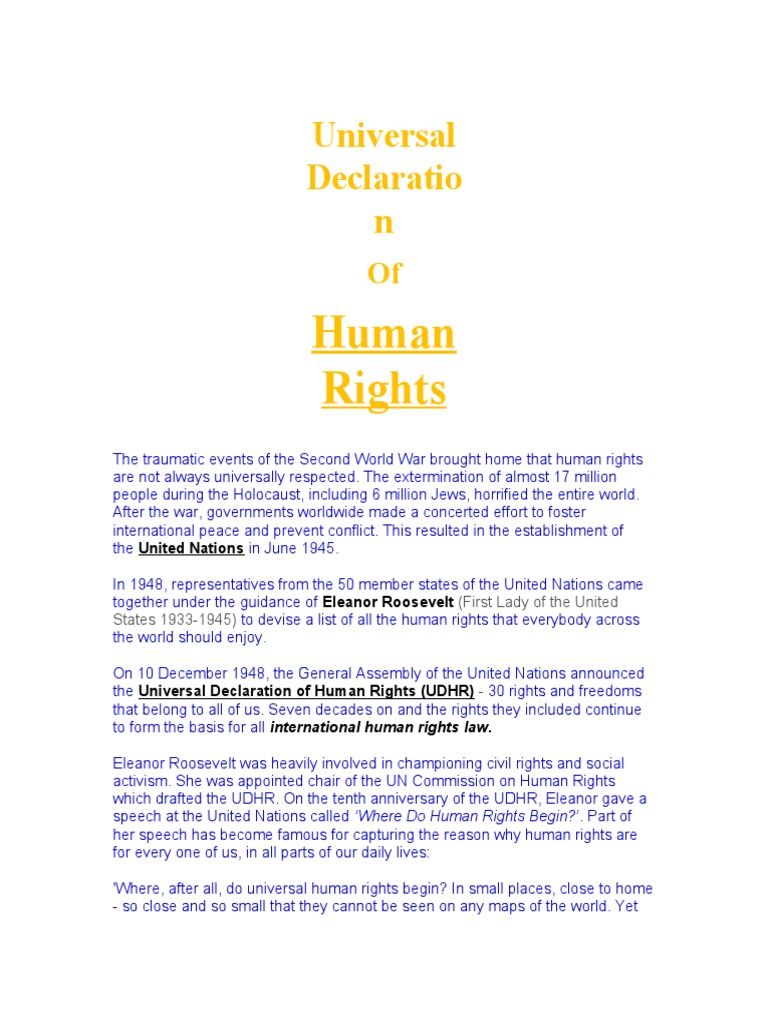 UNIVERSAL DECLARATION of HUMAN RI | PDF | Human Rights | European ...
