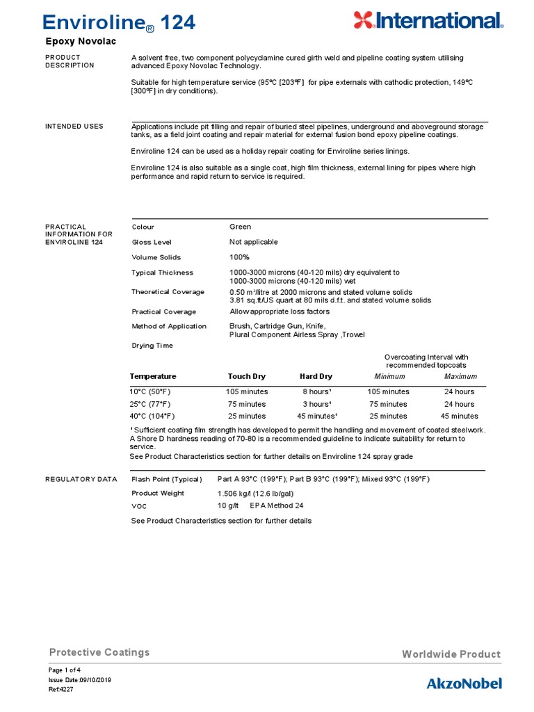 Enviroline 124 Eng A4 20191009 | PDF | Epoxy | Personal Protective ...