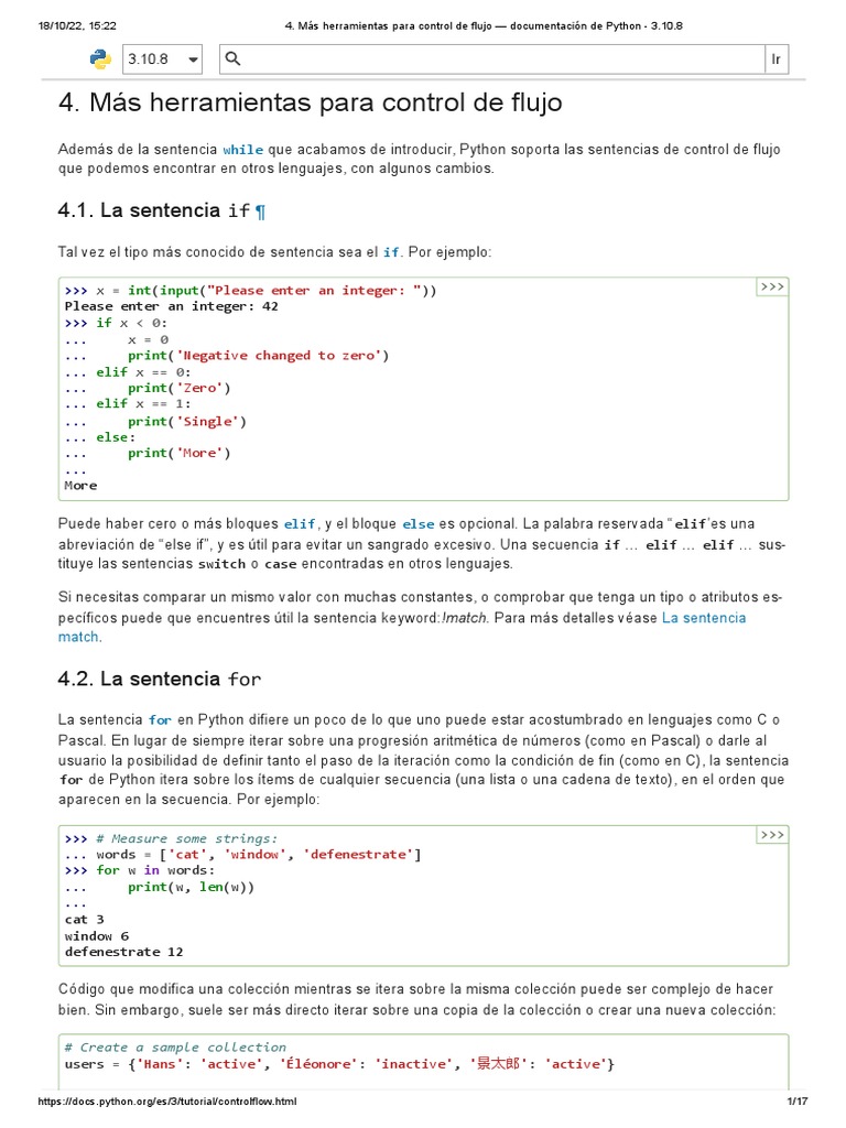 Más Herramientas para Control de Flujo - Documentación de Python - 3.10 ...