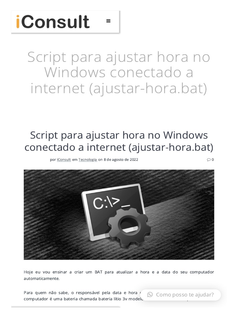 Script para Ajustar Hora No Windows Conectado A Internet (Ajusta PDF | PDF | Microsoft Windows ...