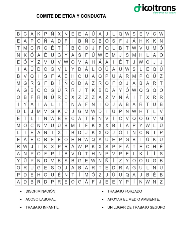 Sopa de Letras Comite de Etica y Conducta | PDF