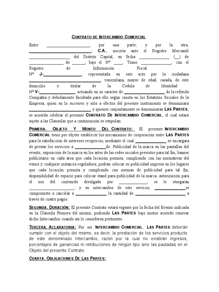 Modelo de Contrato de Intercambio Comercial | PDF | Daños y perjuicios | Justicia