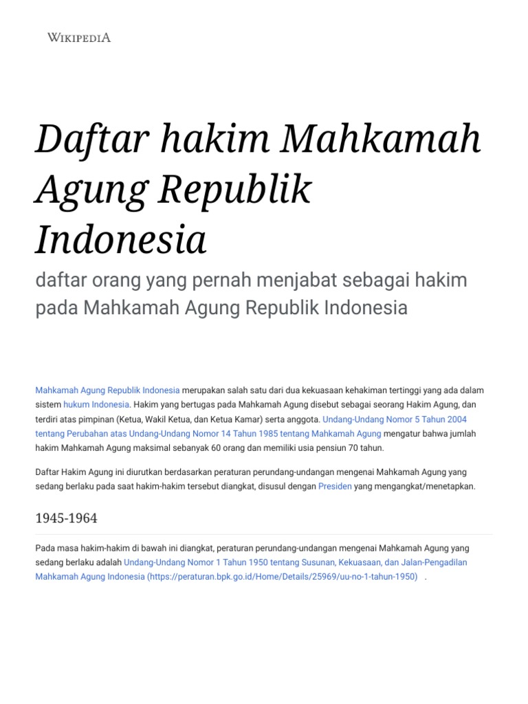 Daftar Hakim Mahkamah Agung Republik Indonesia | PDF