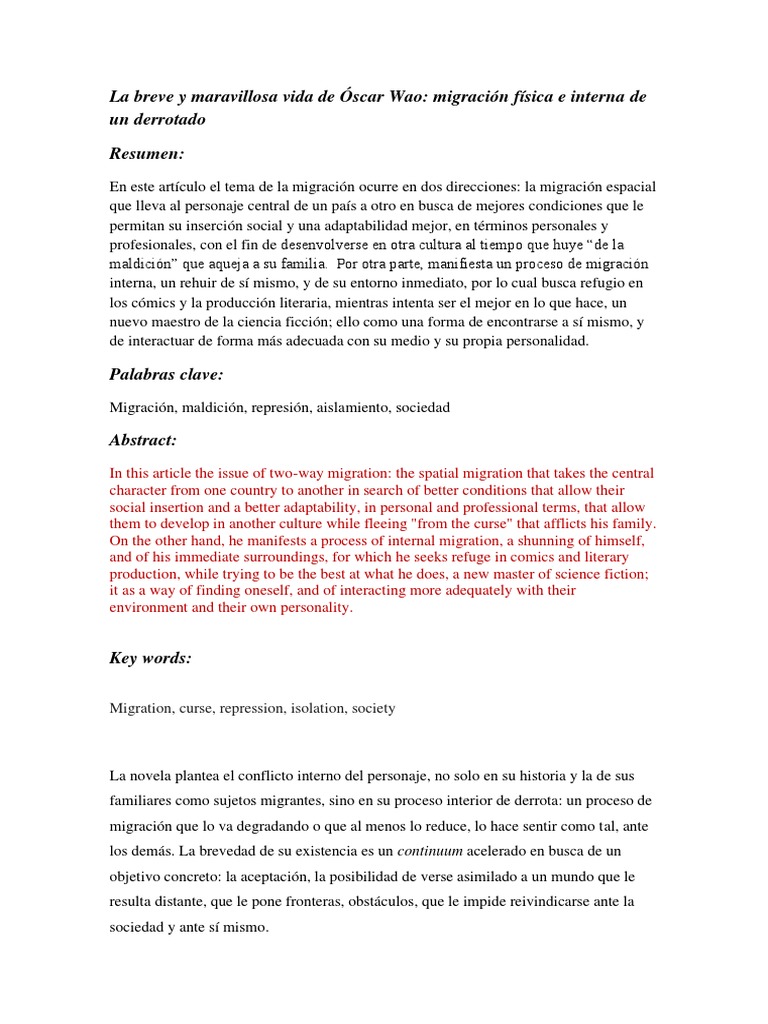 La Breve y Maravillosa Vida de Óscar Wao - PDF | PDF | Amor | República Dominicana
