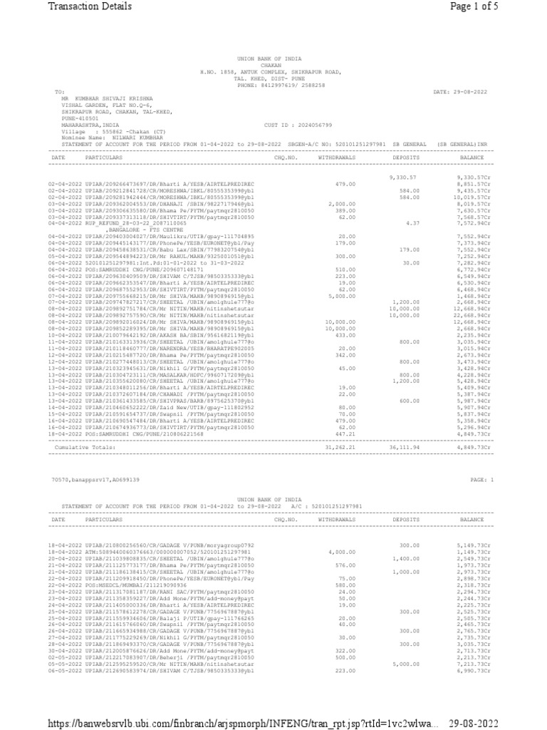 Bank Statement | PDF | Cheque | Banks Bank Statement | PDF | Cheque | Banks