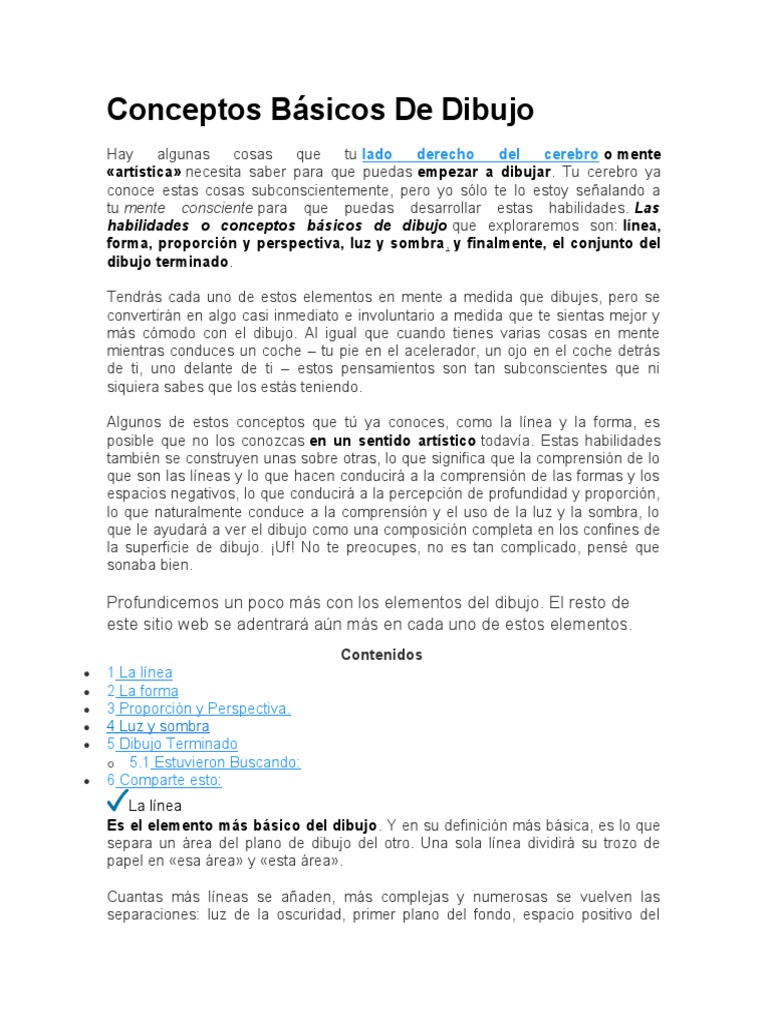 Elementos Básicos del Dibujo | PDF | Perspectiva (Gráfica) | Dibujo