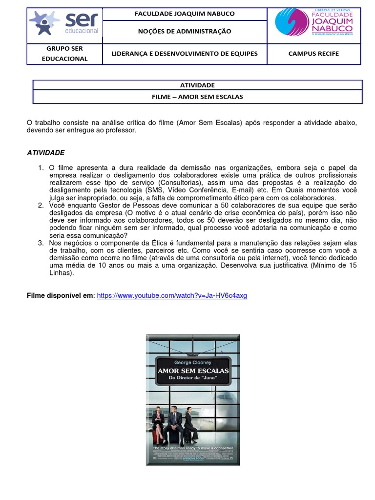 Aula 04 - Exercicio Do Filme - Amor Sem Escalas | PDF