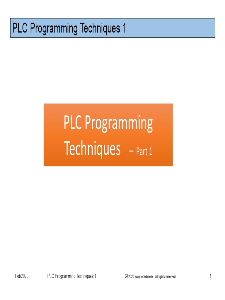 PLC Programming Techniques - Part 1 | PDF | Programmable Logic ...