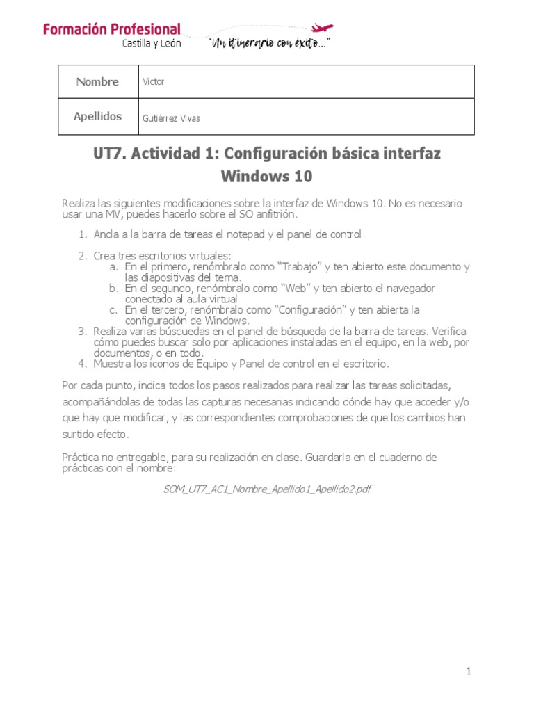 Configuración de Interfaz en Windows 10 | PDF | Windows 10 | Microsoft ...