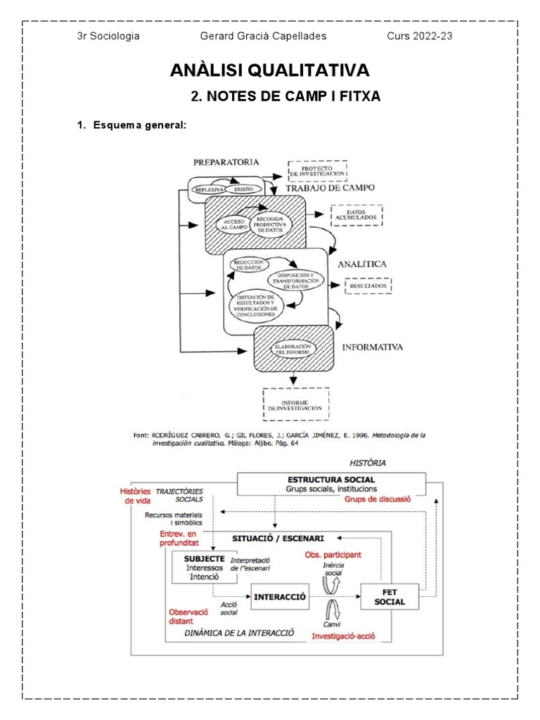 Apunts - Notes de Camp I Fitxa - ANÀLISI QUALITATIVA | PDF