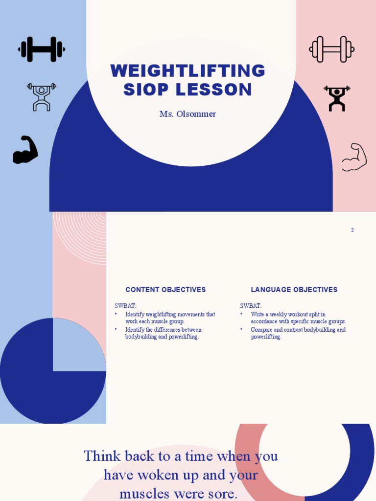 Siop Model Weightlifting Lesson Plan Powerpoint | PDF | Weight Training ...