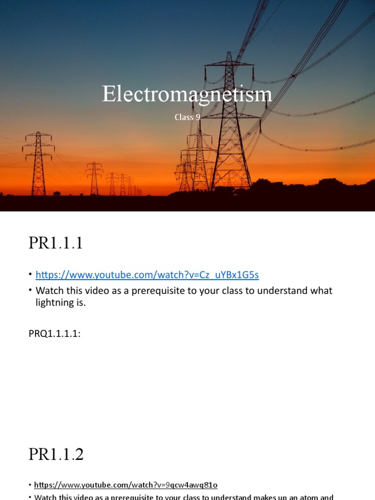 Electricity & Magnetism Class 9 | PDF