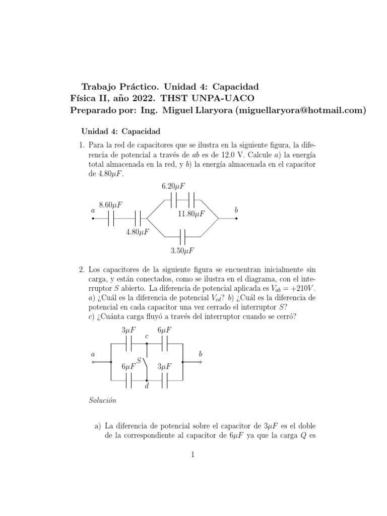 TP 3 Fisica II 202 UNPA UACO | PDF | Condensador | Ciencia de los Materiales