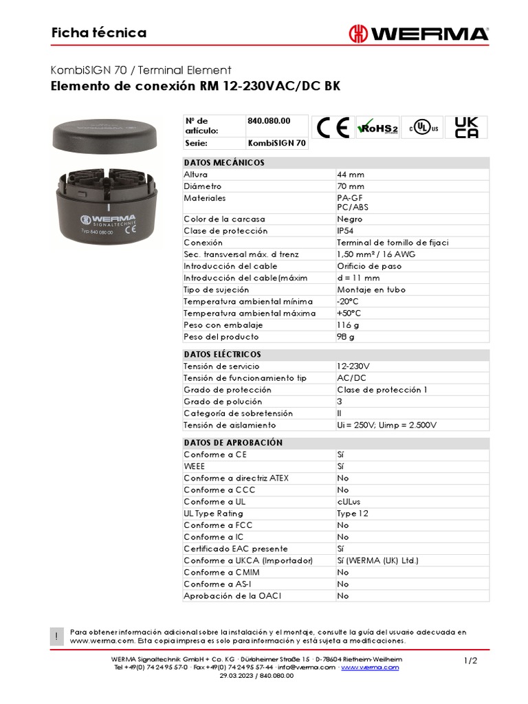Werma Ficha Tcnica 1-84008000 | Descargar gratis PDF | Ingenieria ...