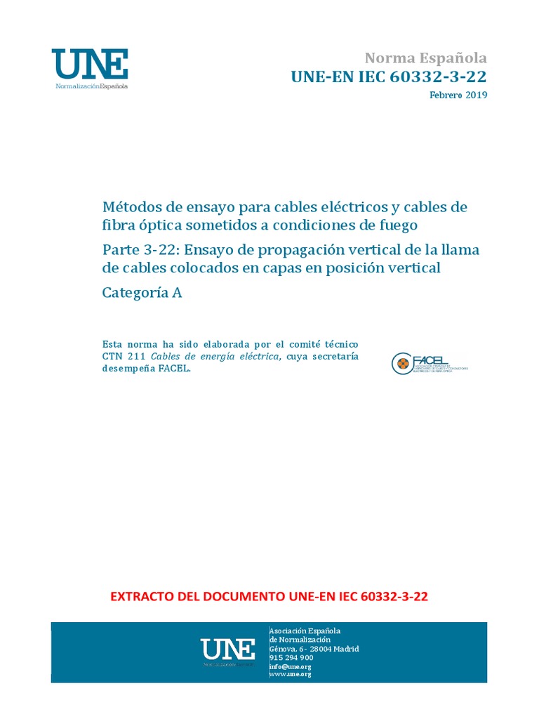 (Ex) Une en - Iec - 60332 3 22 2019 | PDF | Ensayos | Ingenieria Eléctrica