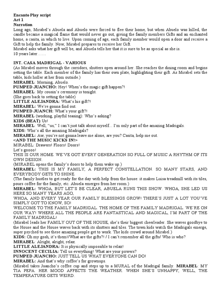 Encanto Play Script | PDF