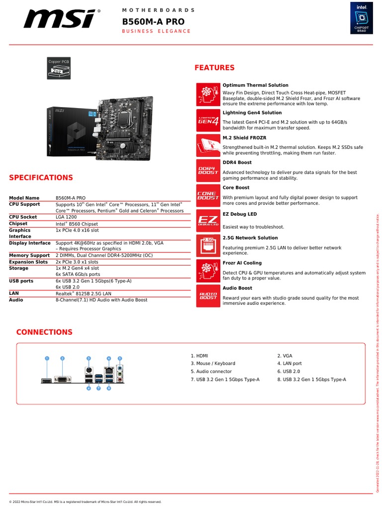 B560M A Pro | PDF | Usb | Computer Related Introductions