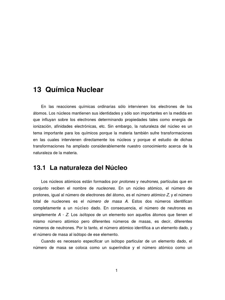 Química Nuclear | PDF | Núcleo atómico | Átomos