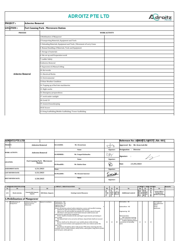 Risk Assessment - RA | PDF | Personal Protective Equipment | Crane ...