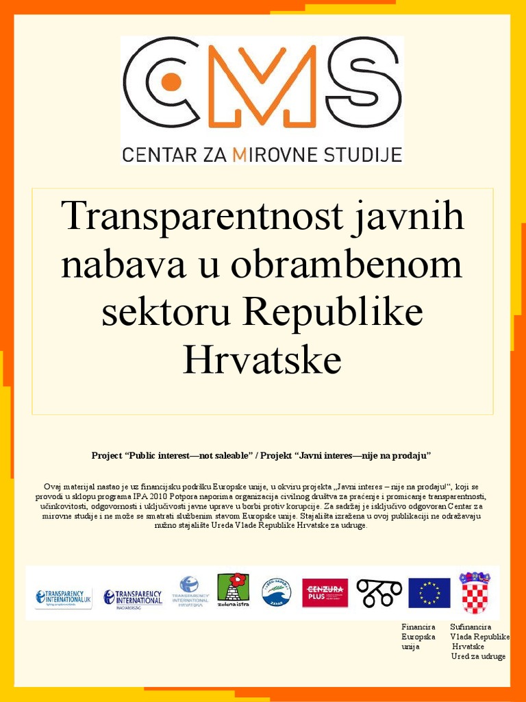 Transparentnost Javnih Nabava U Obrambenom Sektoru Republike Hrvatske PDF | PDF