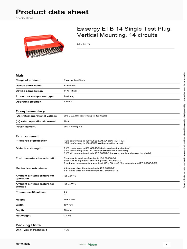 Easergy Test Blocks - ETB14P-V | PDF