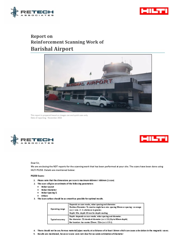 Ferro/Rebar Scanning Report of Barishal Airport. | PDF | Image Scanner ...
