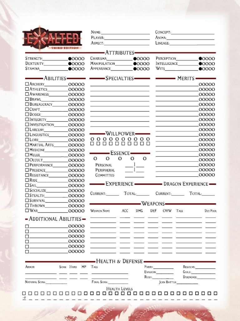 Dragon-Blooded Character Sheet (Interactive) | PDF